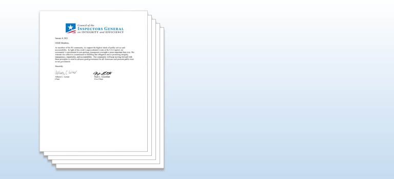 Letter to the IG Community - U.S. Capitol | Council of the Inspectors ...